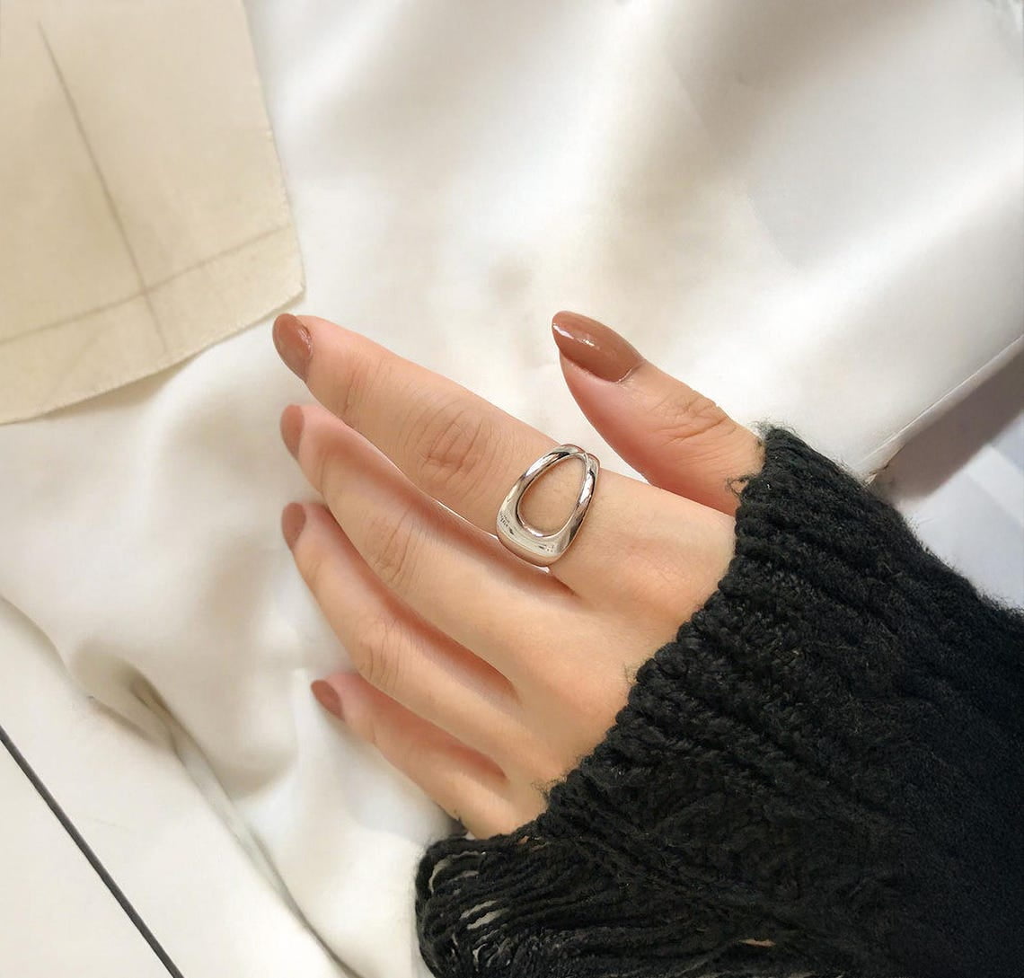 925 Sterling Silver Hole Ring | Adjustable Statement Ring | Empty Open ...