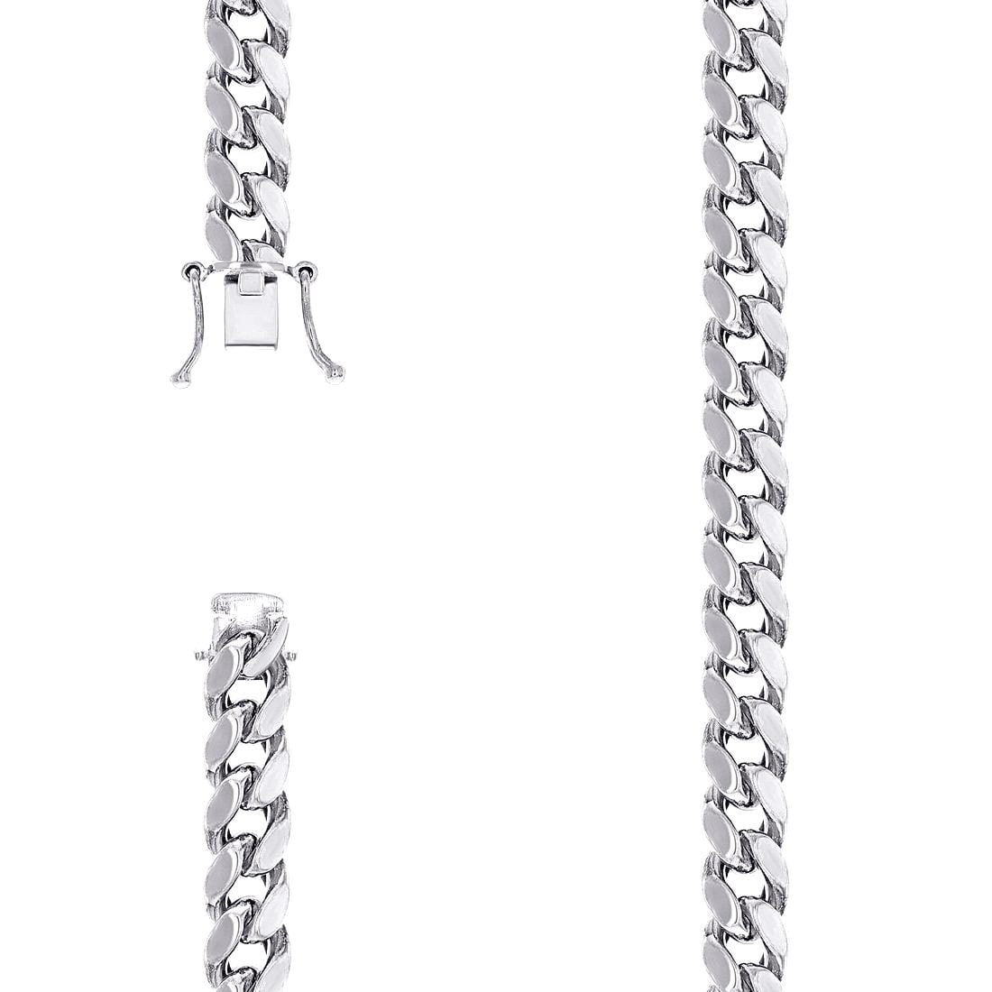925 Sterling Silver Hollow Comfort Curb Chain Rhodium 11mm Necklace 24 ...