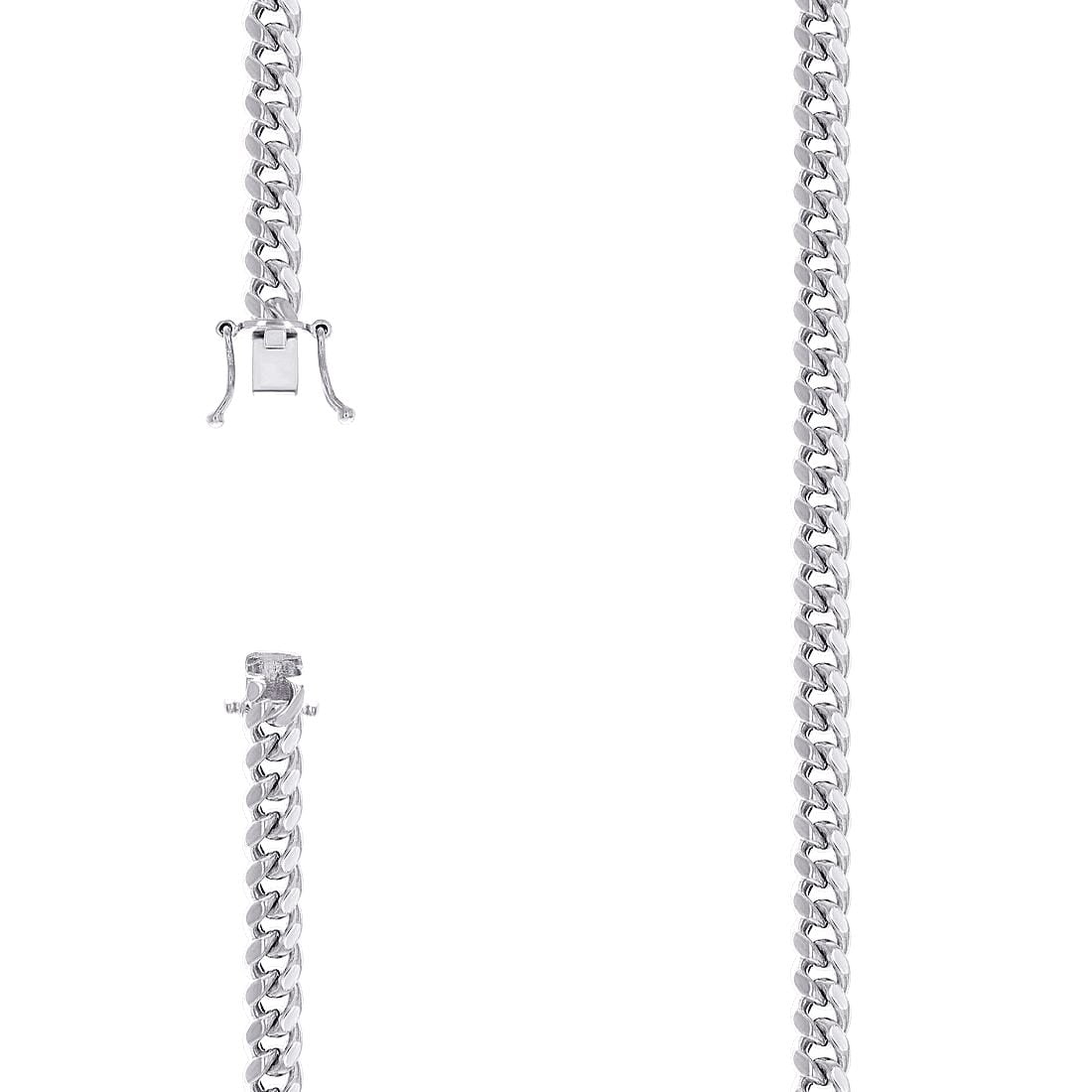 925 Sterling Silver Hollow Comfort Curb Chain Rhodium 6.3mm Necklace 24 ...