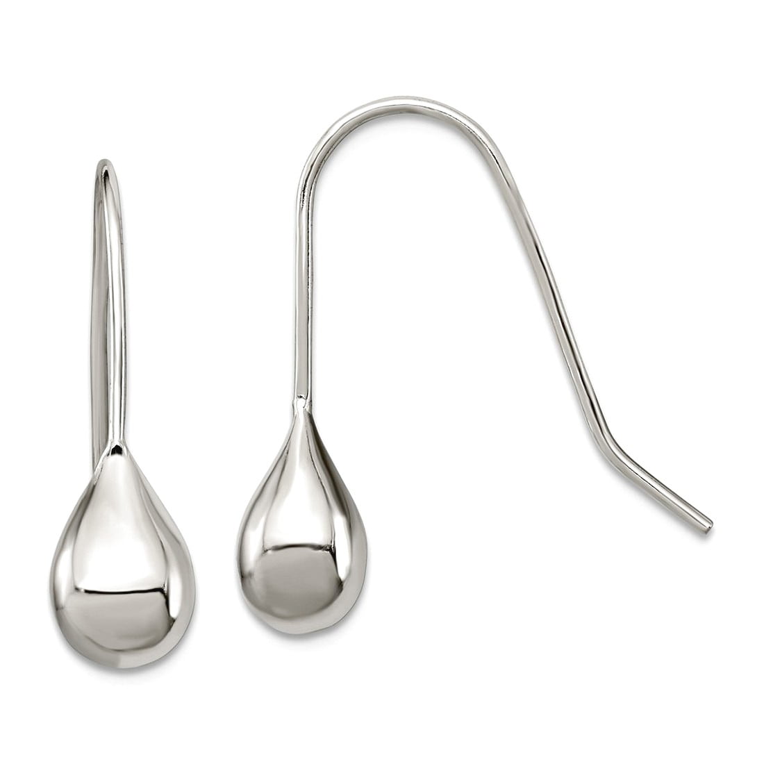 925 Sterling Silver Hollow Polished Shepherd hook Teardrop Earrings ...