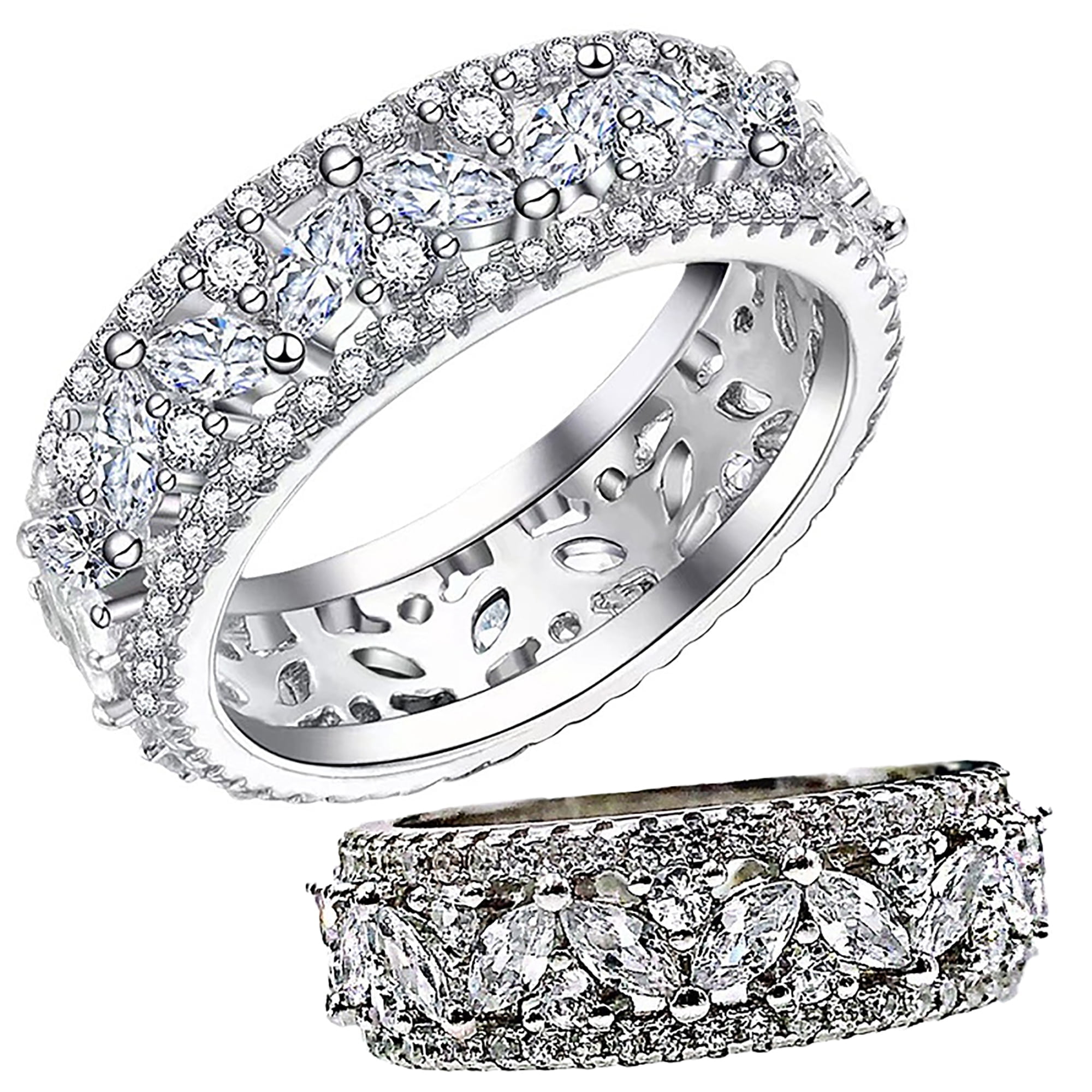 925 Sterling Silver Hollow Round Infinite Elements Cubic Zirconia Ring ...