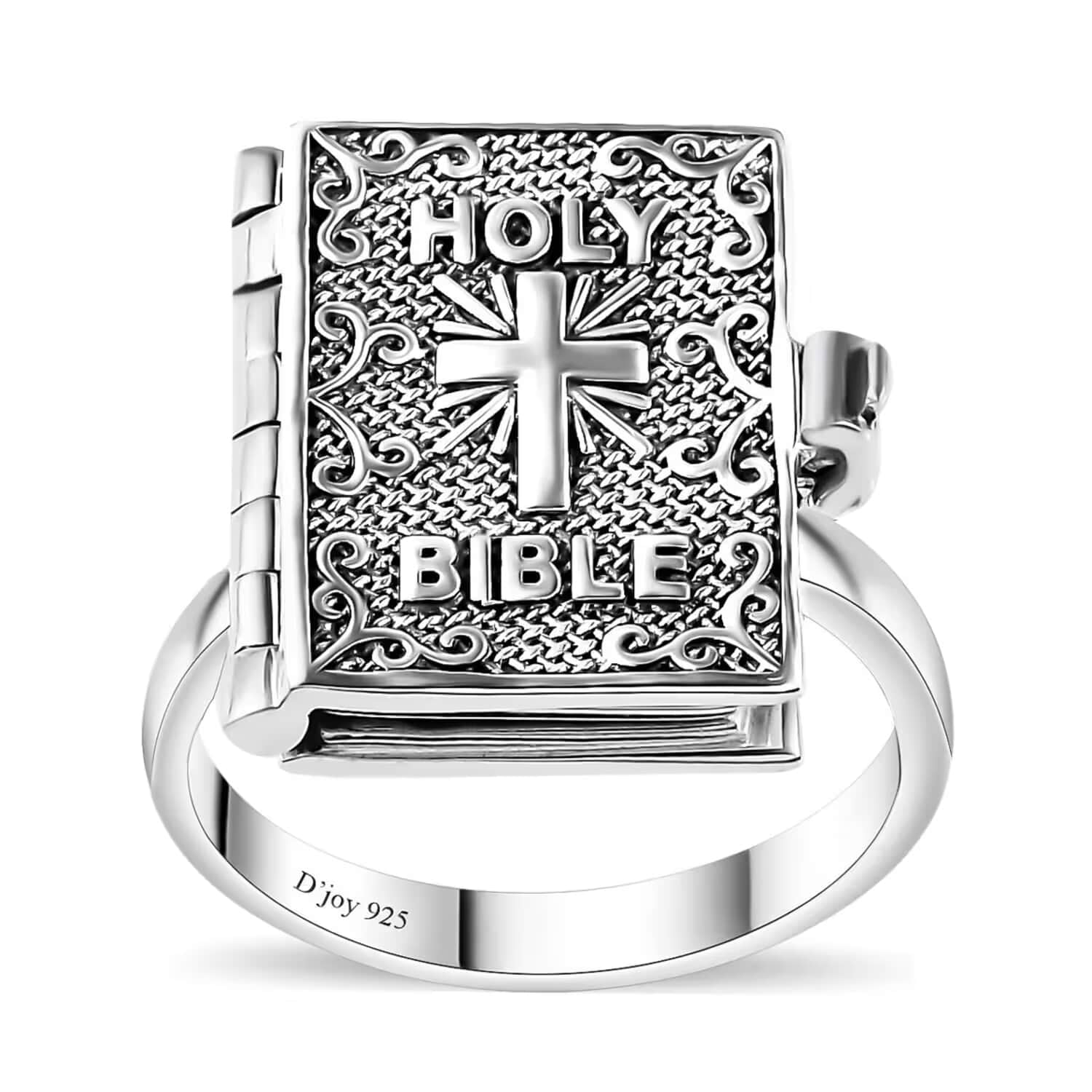 925 Sterling Silver Holy Cross Bible Ring size 6 Catholic Faith ...