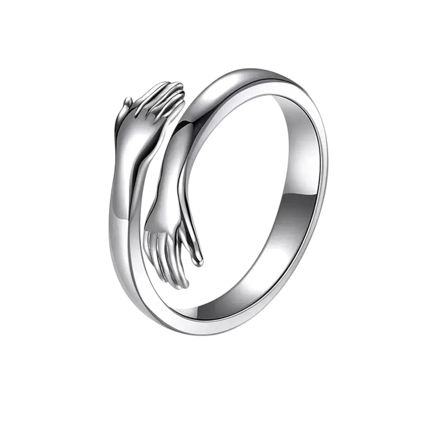 925 Sterling Silver Hug Rings for Women Adjustable Hugging Hands Open ...