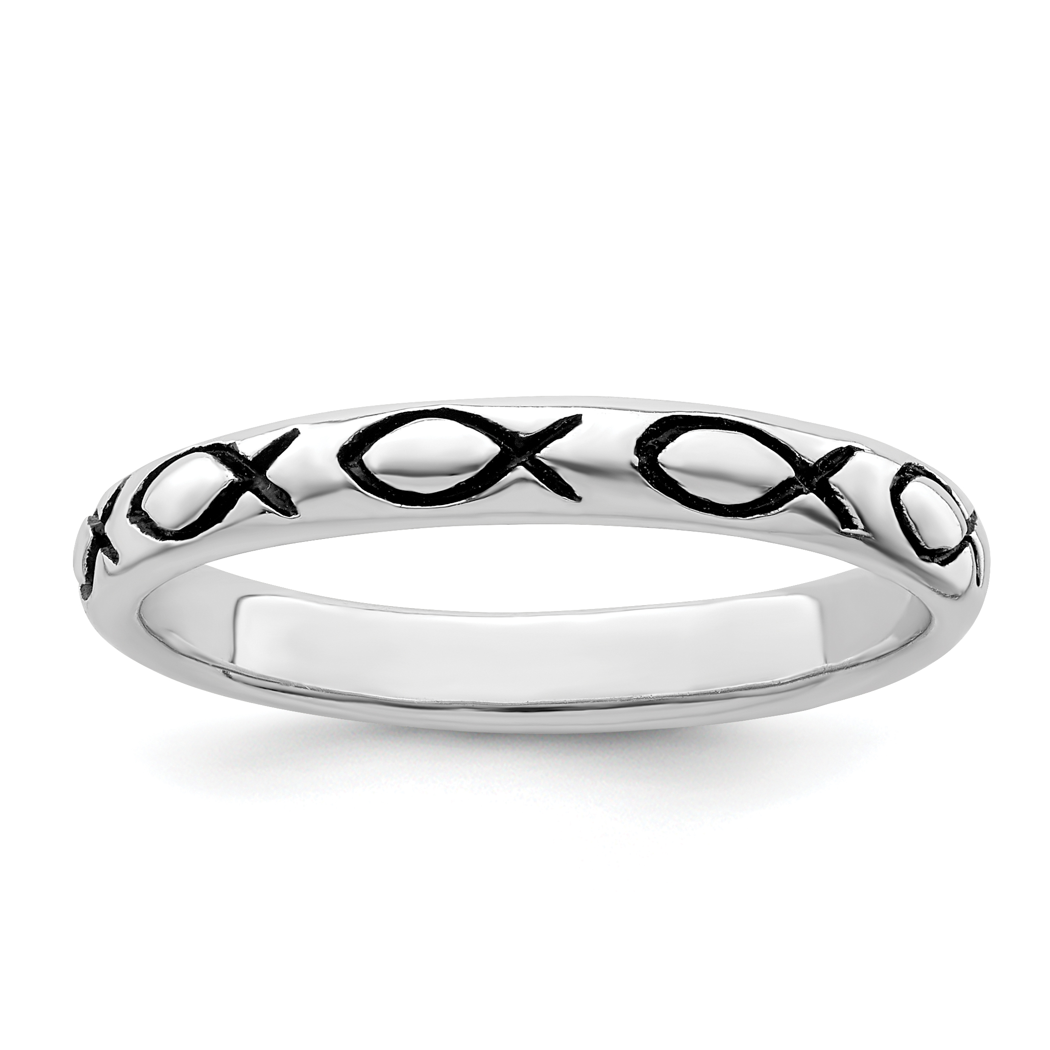 925 Sterling Silver Ichthus Band Ring Size 7.00 Religious Fine Jewelry ...