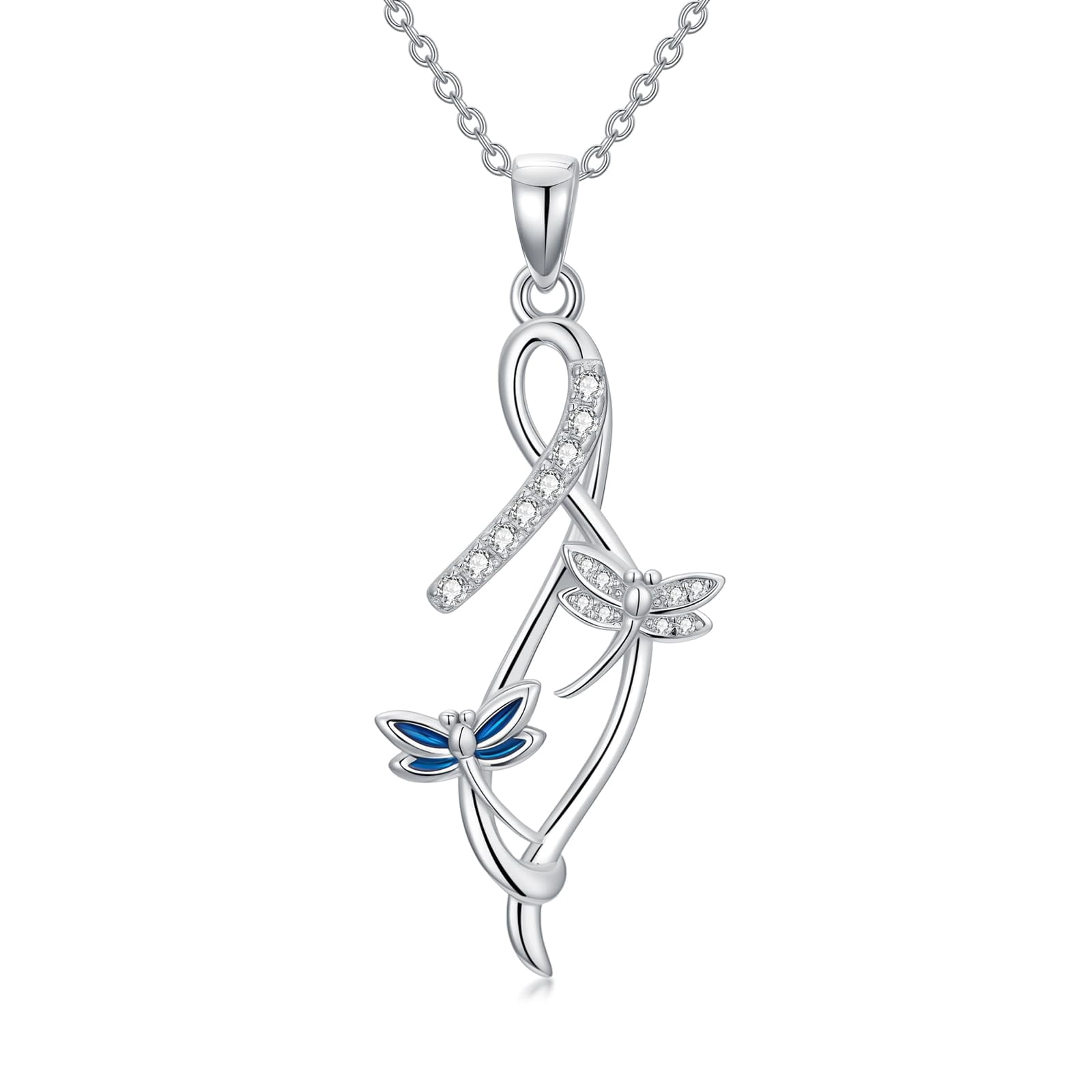 925 Sterling Silver Infinity Abalone Dragonfly Pendant Necklace Gifts ...