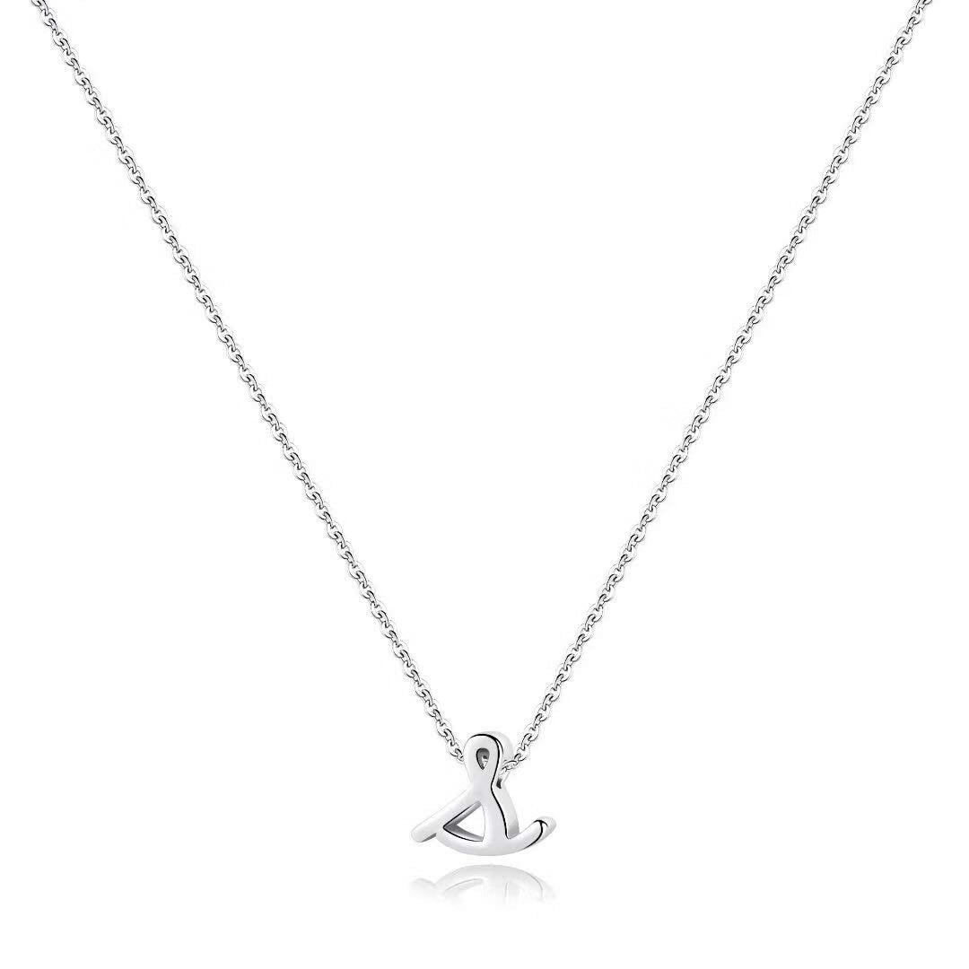 925 Sterling Silver Initial Necklace Dainty Alphabet Cursive Initial ...
