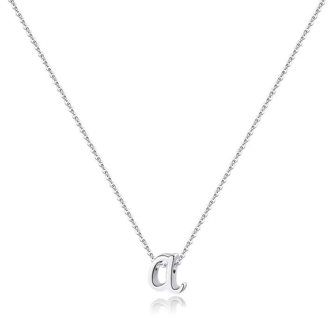 925 Sterling Silver Initial Necklace Dainty Alphabet Cursive Initial ...