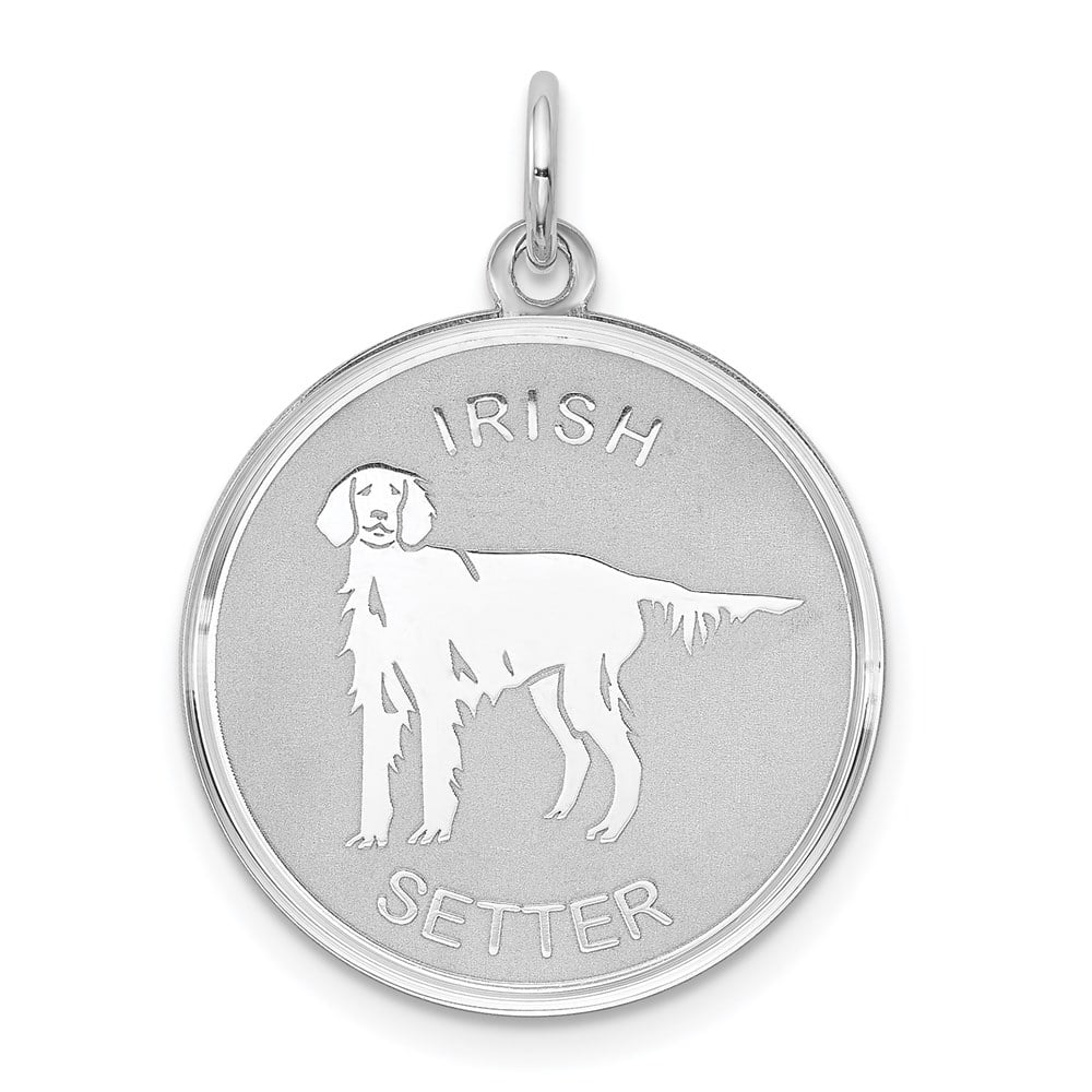925 Sterling Silver Irish Setter Disc Charm Pendant Fine Jewelry For ...