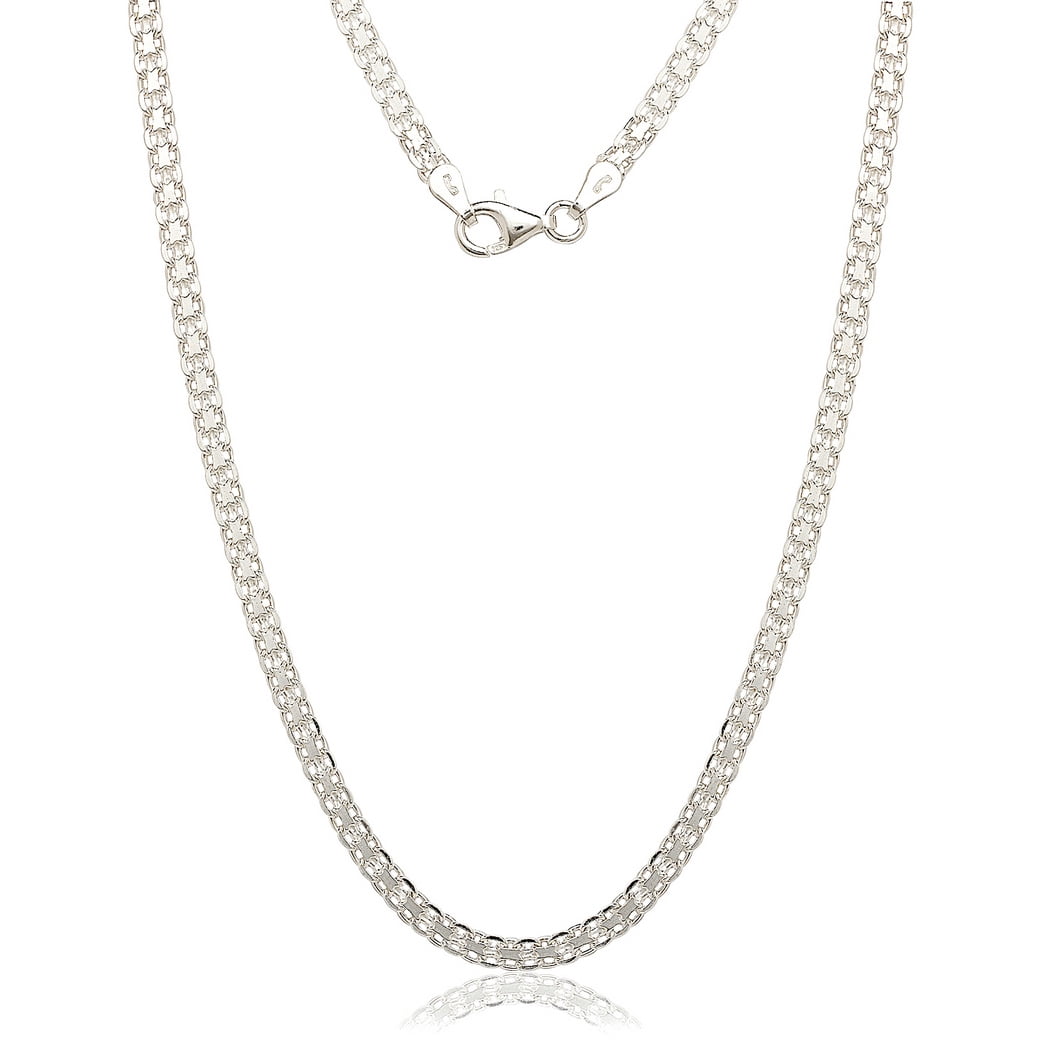 925 Sterling Silver Italian 3.5mm Bismark Chain Necklace (16-30 Inch ...