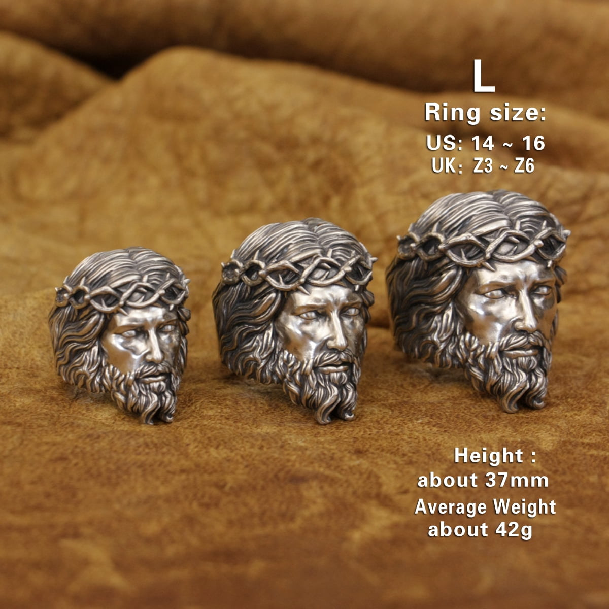 925 Sterling Silver Jesus Christ Ring Biker Punk Jewelry TA400 Large ...