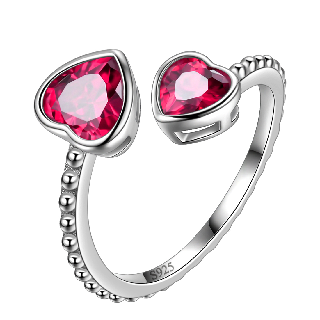 Star K 6mm Created Ruby Two Double Hearts Bypass Promise Ring - Walmart.com