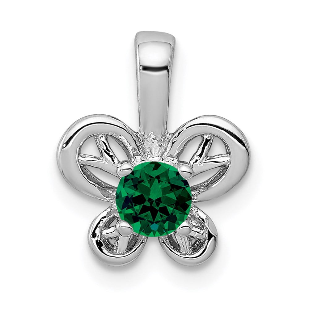 925 Sterling Silver Lab Created Emerald Pendant Fine Jewelry For Women ...