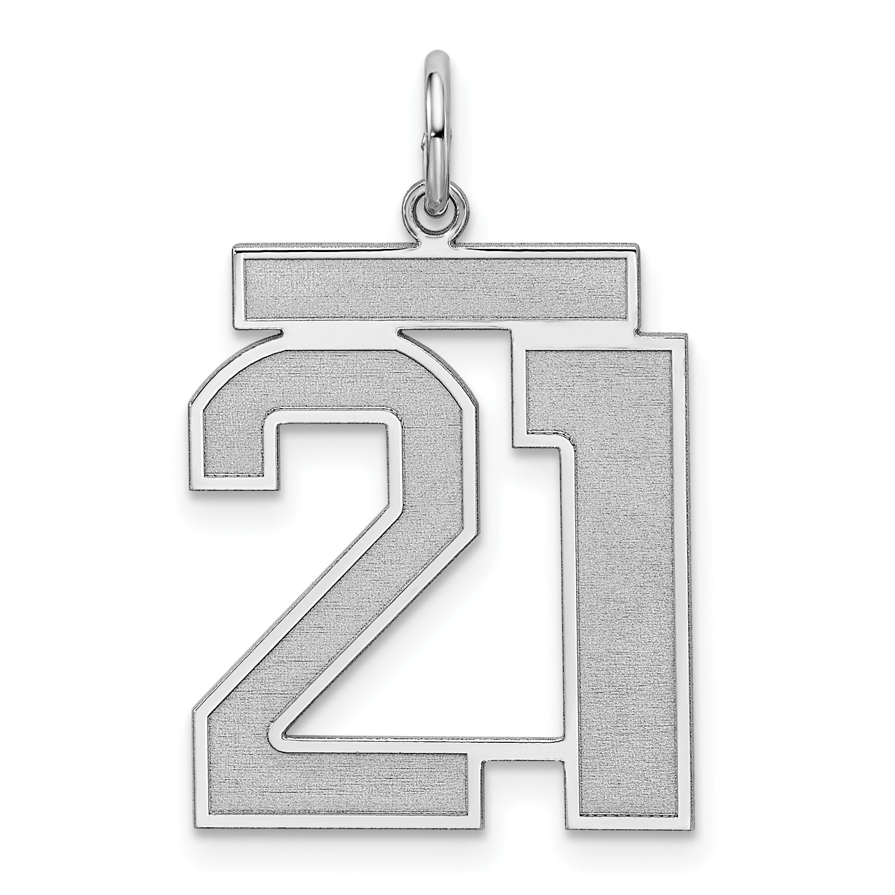 925 Sterling Silver Large Satin Number 21 Charm Pendant - Walmart.com