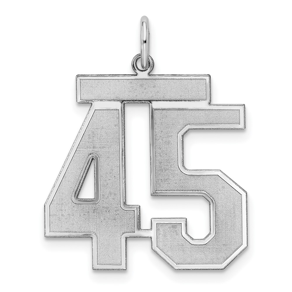 925 Sterling Silver Large Satin Number 45 Charm Pendant Fine Jewelry ...
