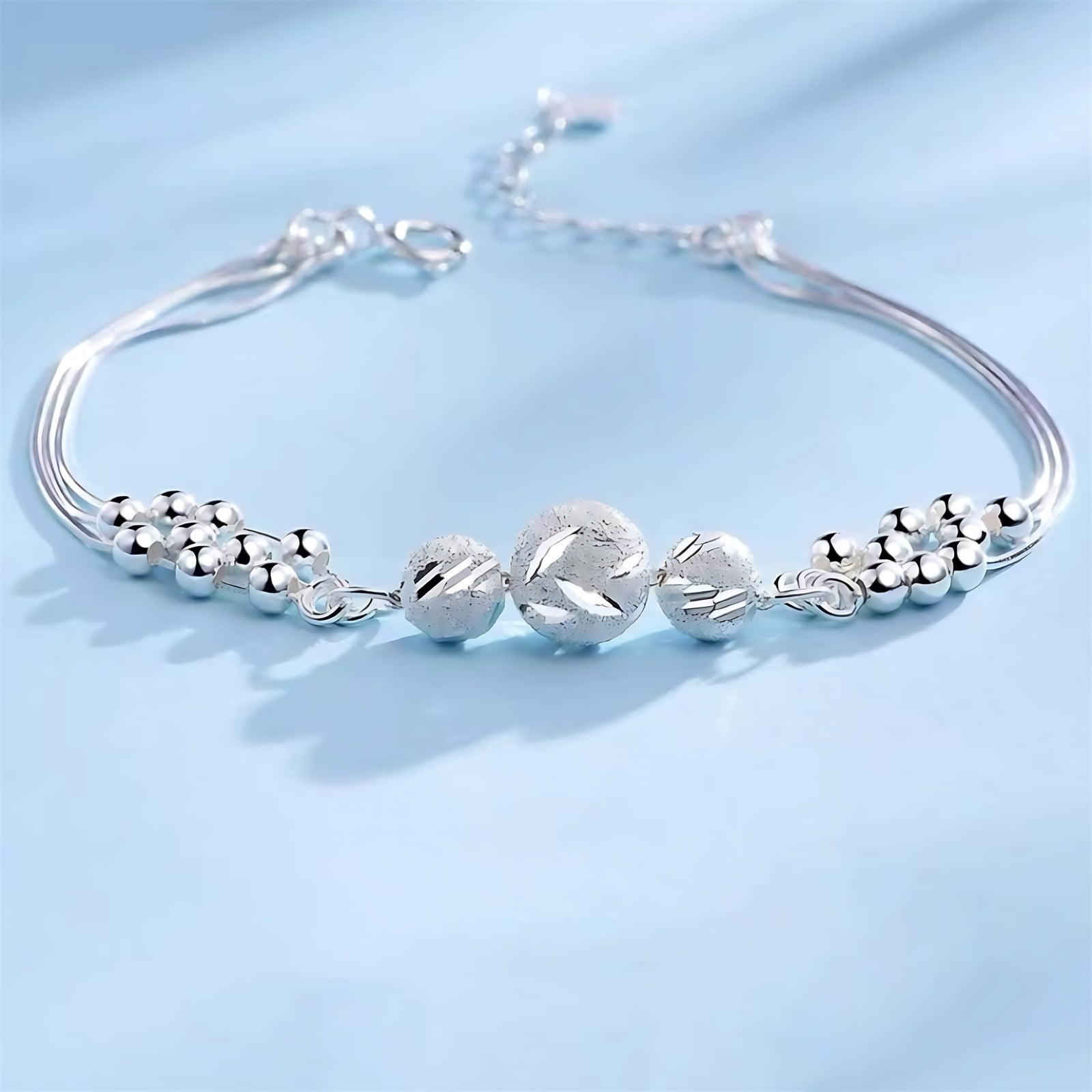 925 Sterling Silver Leaf Shape Bracelet for Women Fashion Simple Open ...