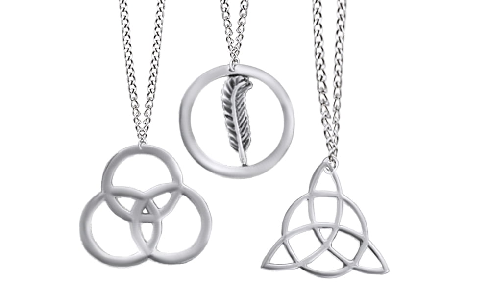 925 Sterling Silver Led Zeppelin - Three Symbols Pendant Necklace Set ...