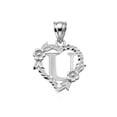 925 Sterling Silver Letter "A-Z" Initial Flower Heart Monogram Initial ...