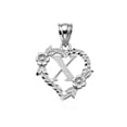 925 Sterling Silver Letter "A-Z" Initial Flower Heart Monogram Initial ...