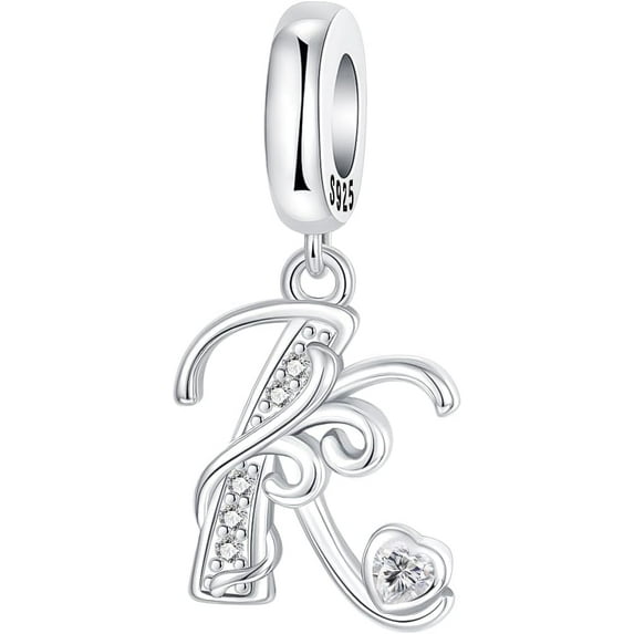 925 Sterling Silver Letter Charms Fit for Charms Bracelet and Necklace ...