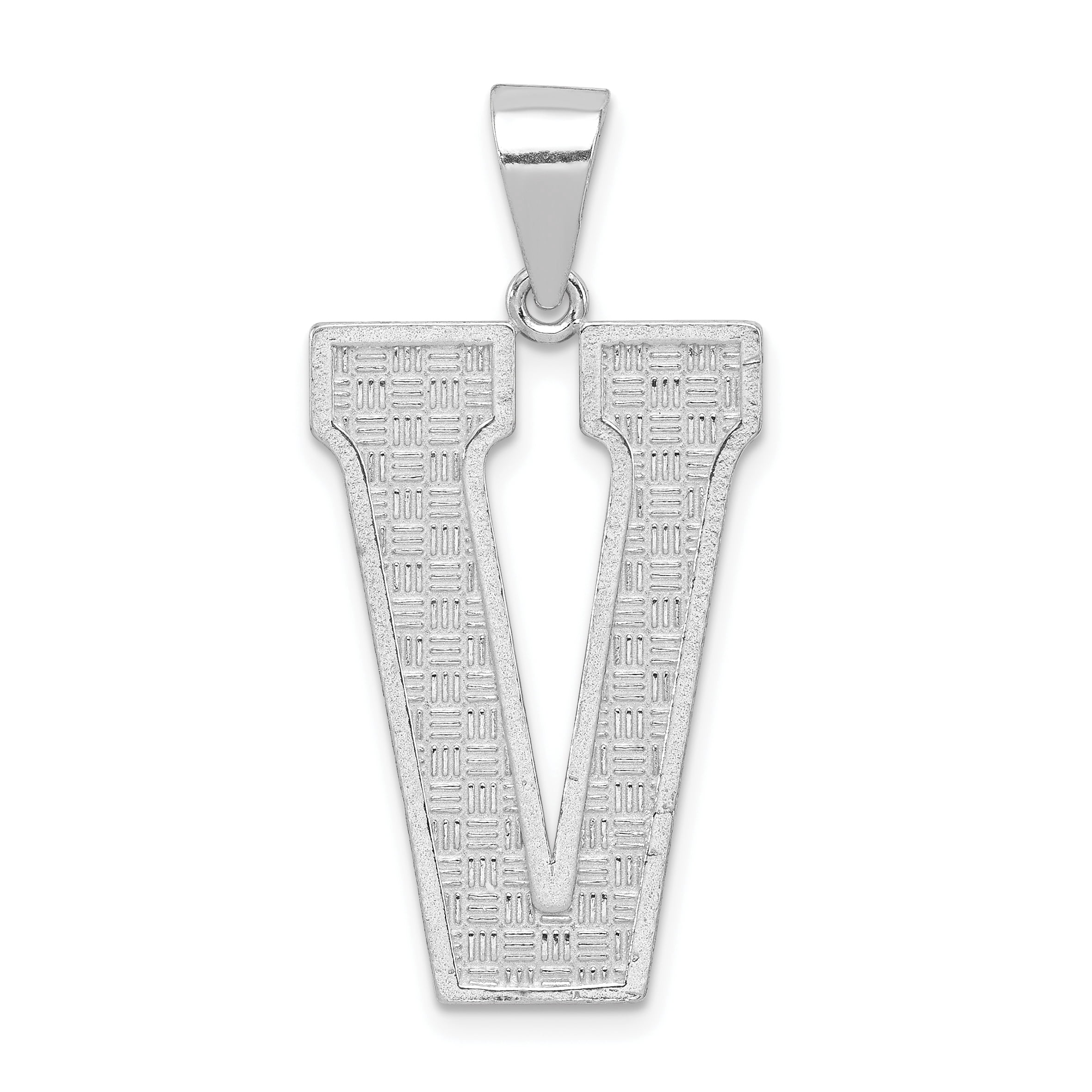 925 Sterling Silver Letter V Initial Monogram Name Pendant Charm ...