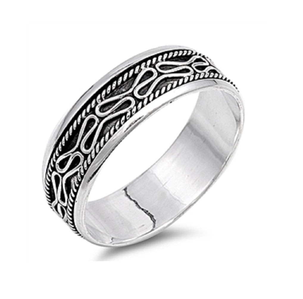 925 Sterling Silver Line Patterns Spinner Ring Size 10 - Walmart.com