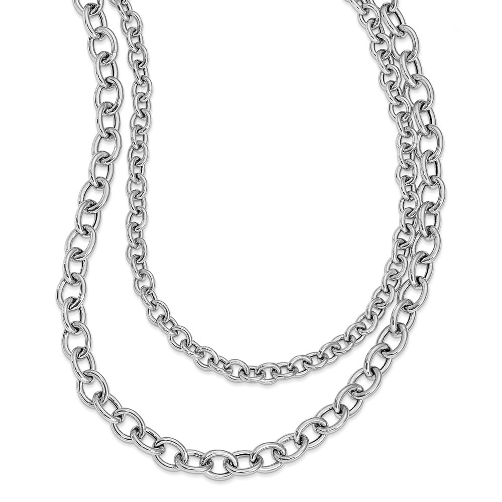 925 Sterling Silver Link Fancy Necklace Chain Rhod-plat Polished ...