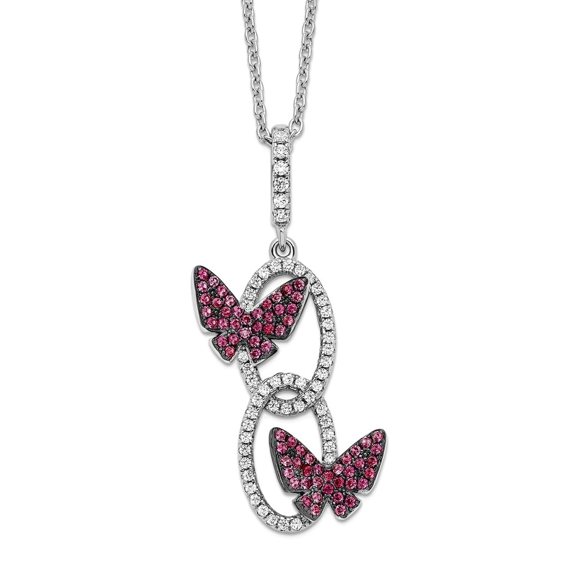 925 Sterling Silver Lobster Claw Closure Brilliant Embers Rhodium ...