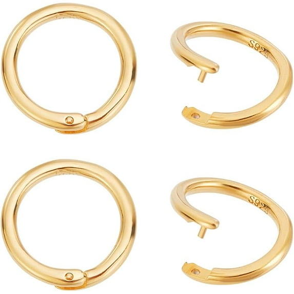 925 Sterling Silver Locking Jump Rings 4pcs Open O Rings Gold Plated ...