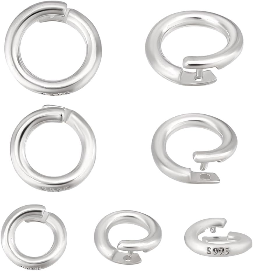 925 Sterling Silver Locking Jump Rings 8pcs 6/8/10mm Open Jump Rings O ...