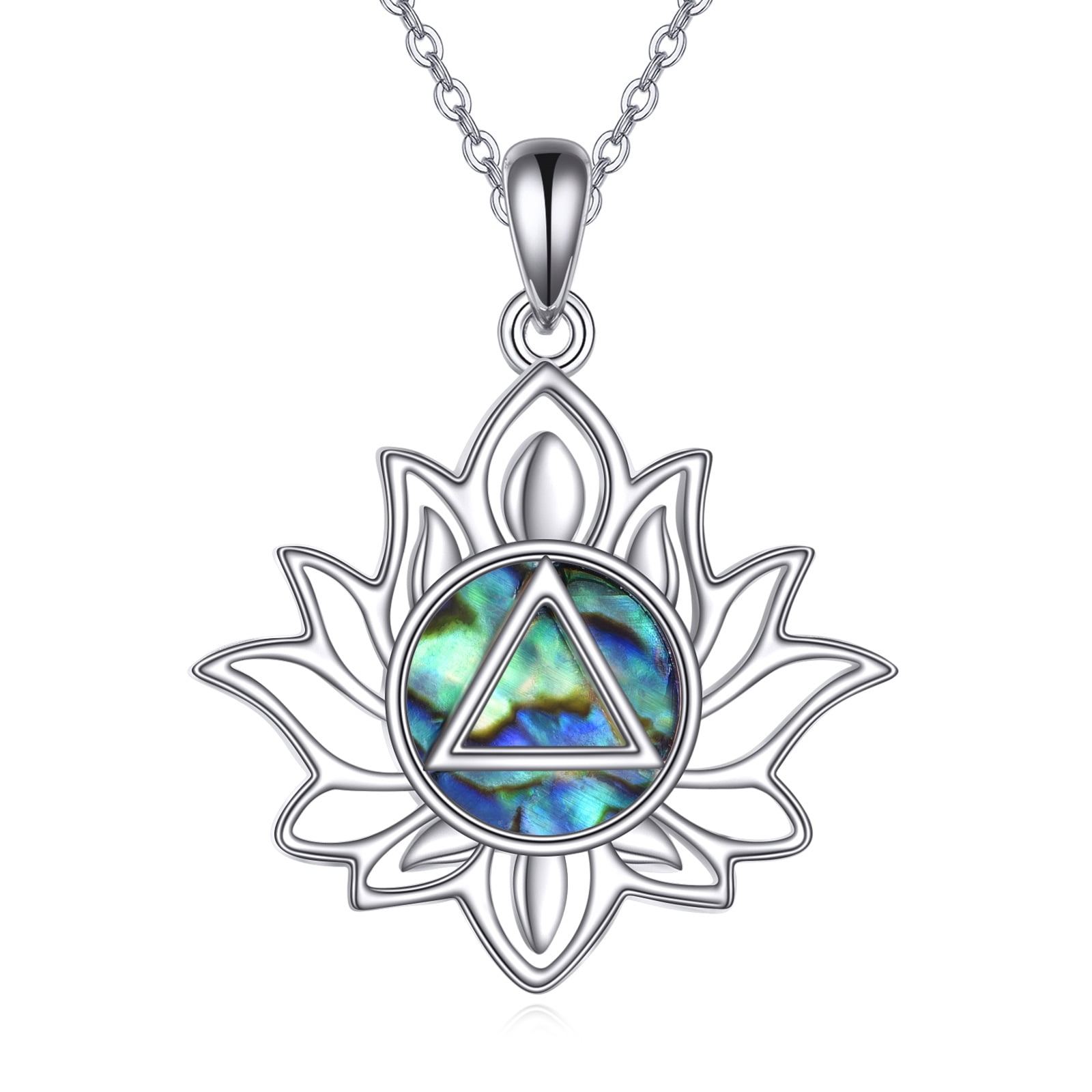 925 Sterling Silver Lotus Necklace Alcoholics Anonymous Recovery Symbol ...