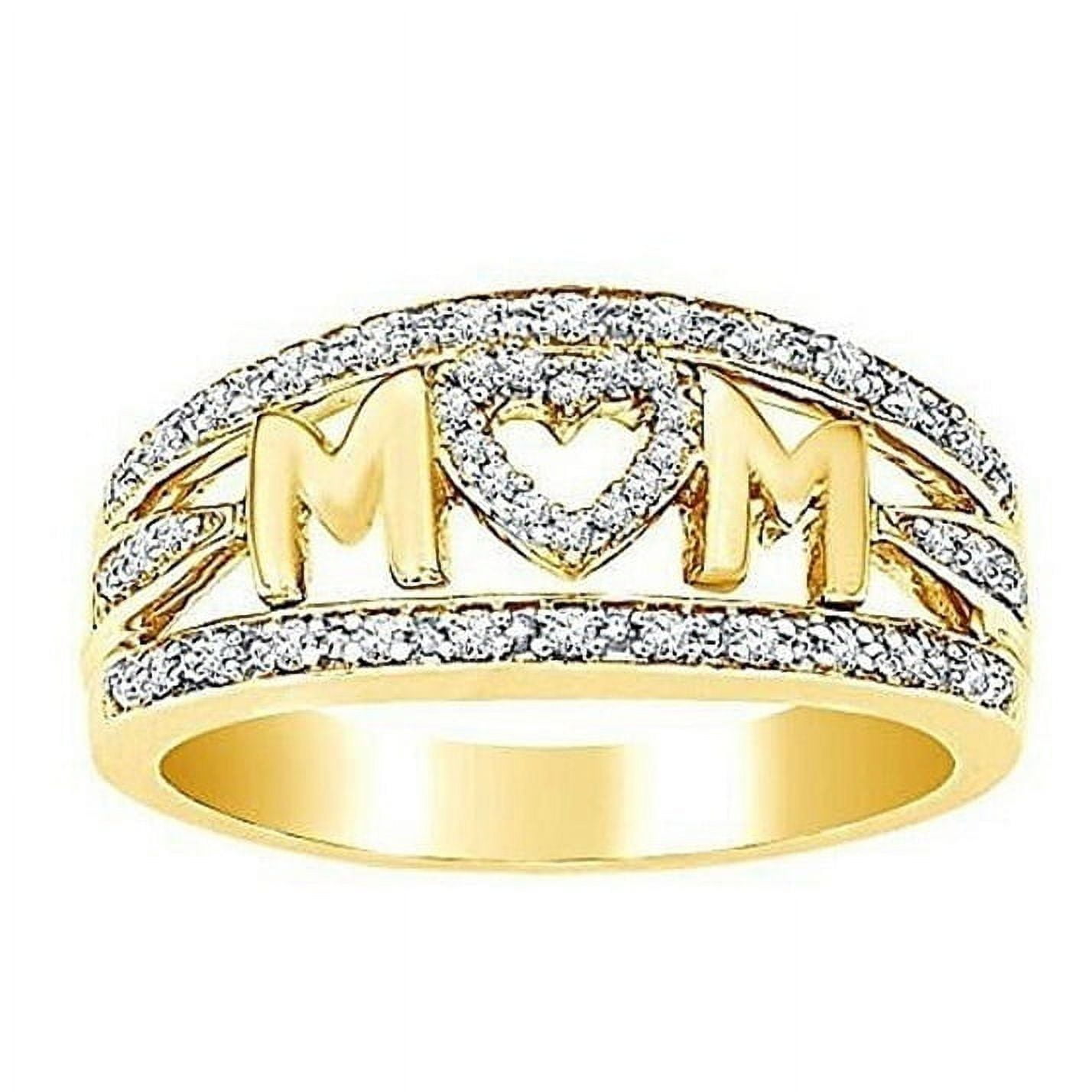 925 Sterling Silver MOM Letter Diamond Mummy Band Rings - Walmart.com