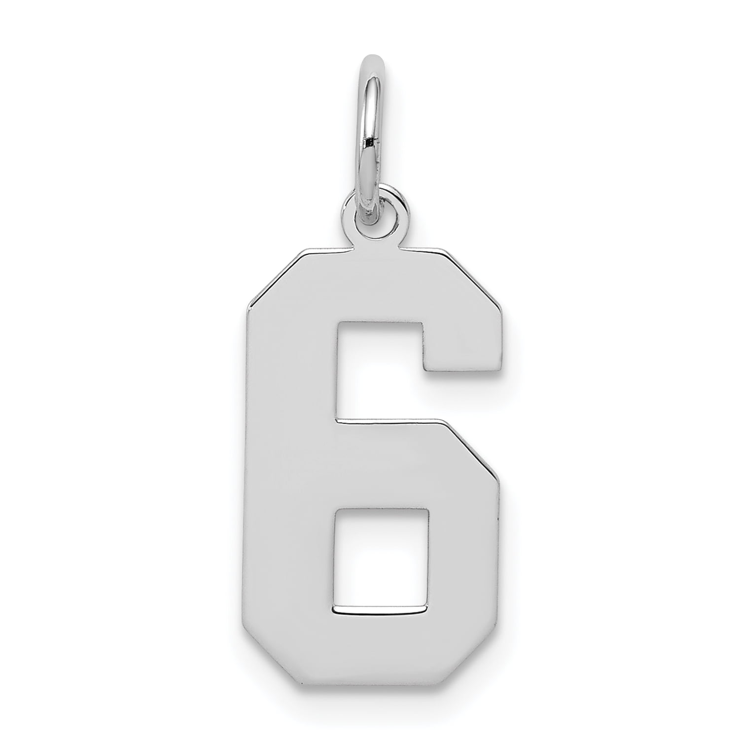 925 Sterling Silver Medium Polished Number 6 Charm Pendant - Walmart.com