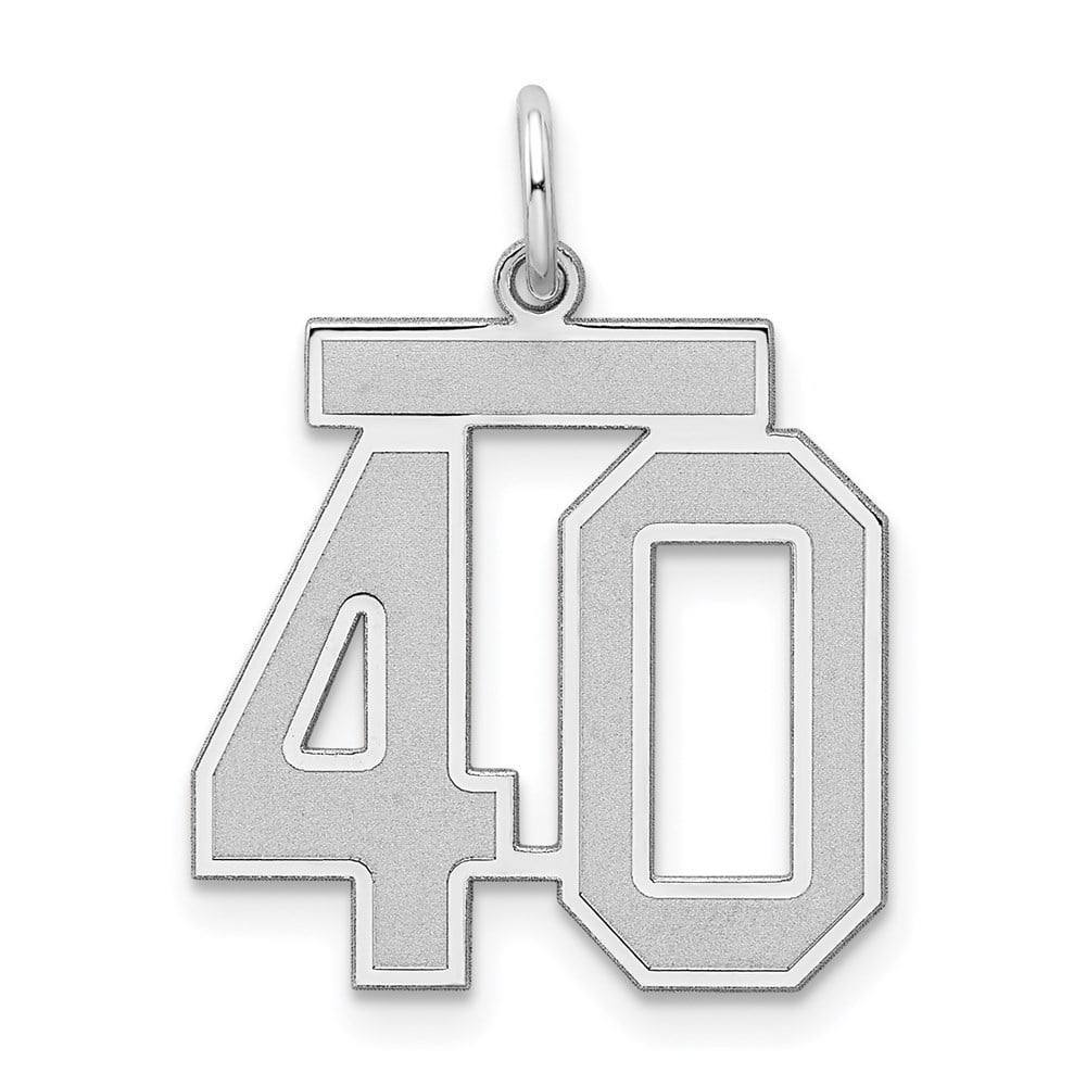 925 Sterling Silver Medium Satin Number 40 Charm Pendant Fine Jewelry ...