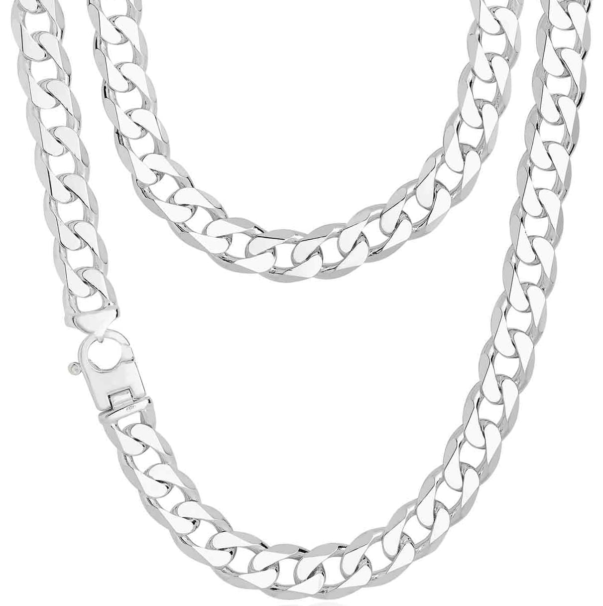 925 Sterling Silver Men's Curb Chain Necklace Jewelry - 26 Inch, 17mm ...
