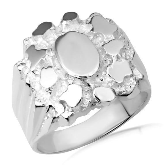 .925 Sterling Silver Men's Solid & Sophisticated Nugget Ring (Size 9 ...