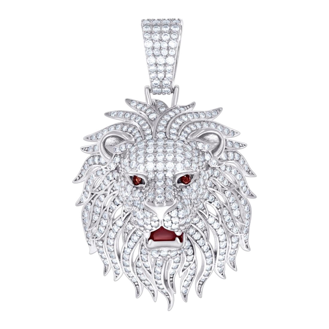 925 Sterling Silver Mens 2.72ct Moissanite With Red Cubic Zirconia Leo ...