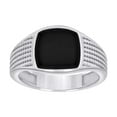 925 Sterling Silver Mens Black Enameled Square Head Fashion Ring Size ...