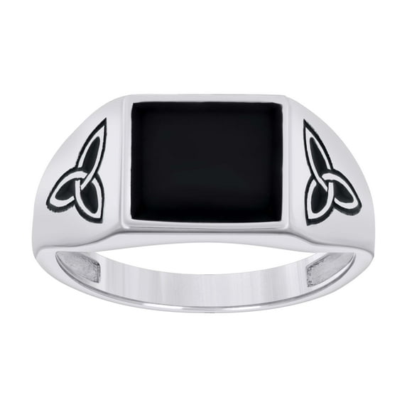 925 Sterling Silver Mens Black Enameled Square Head Fashion Ring Size 7 ...