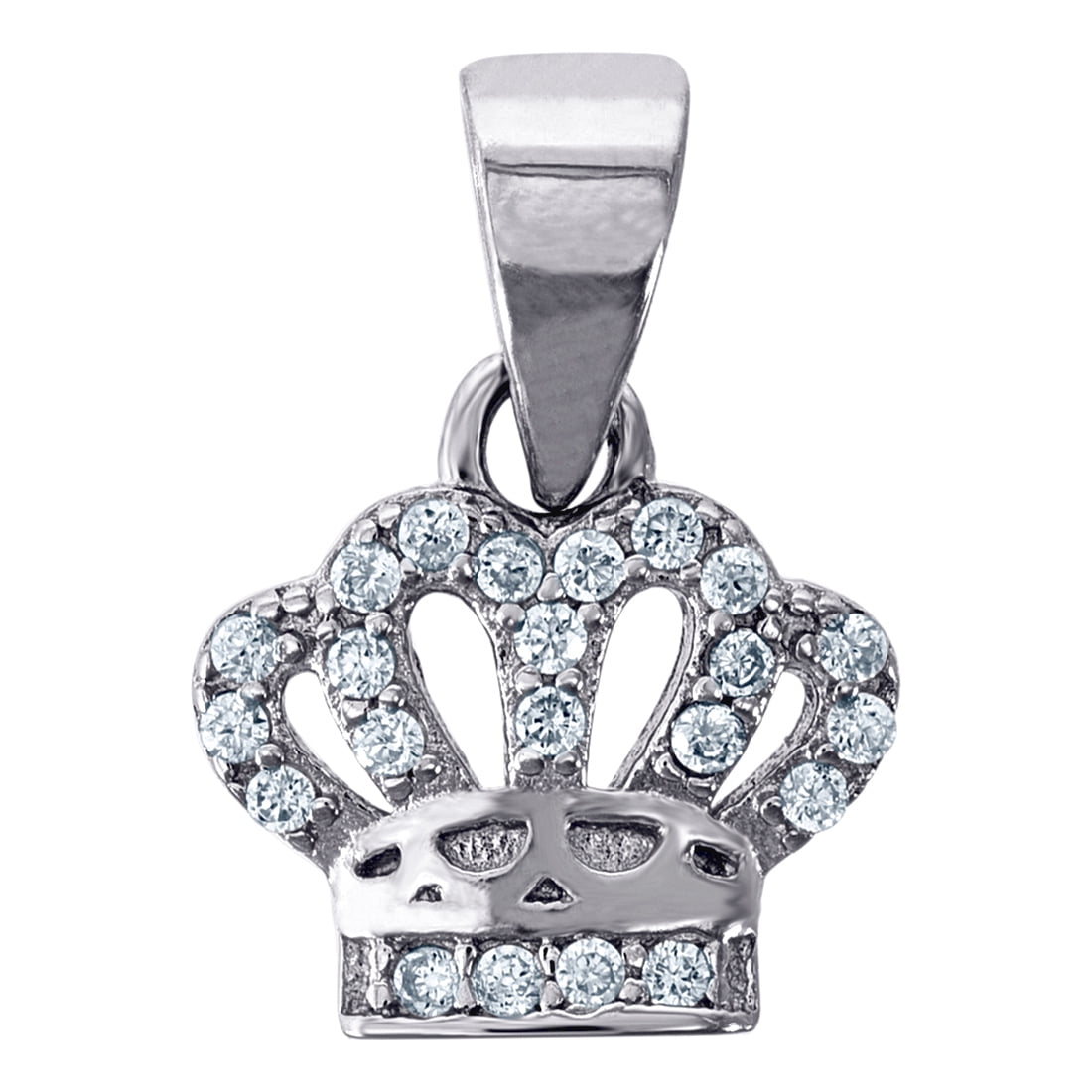 925 Sterling Silver Mens Cubic Zirconia Crown Charm Pendant 25.4x20.8mm ...