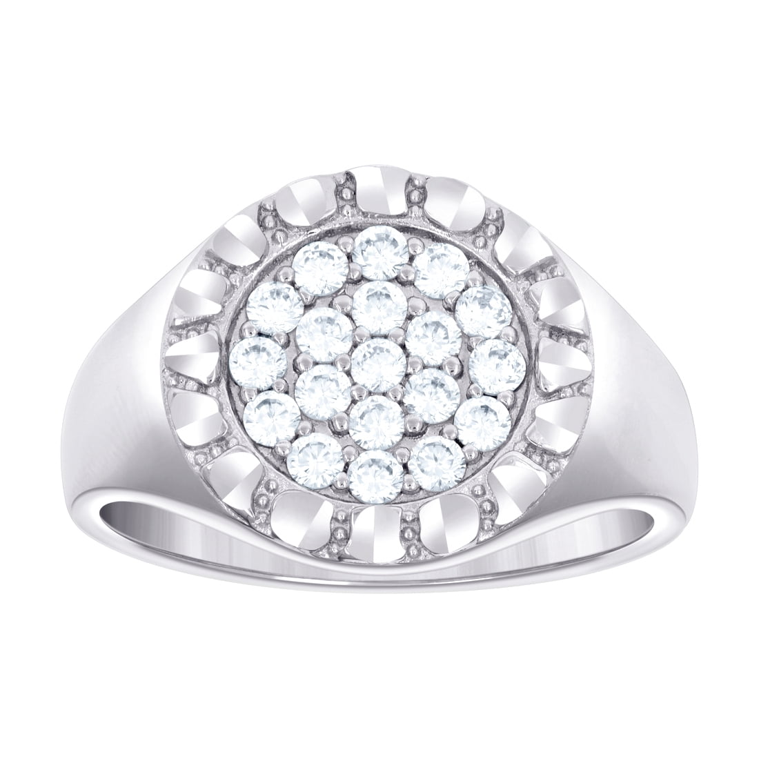 925 Sterling Silver Mens Cubic Zirconia Fashion Ring 16.4x16.4mm Wide ...