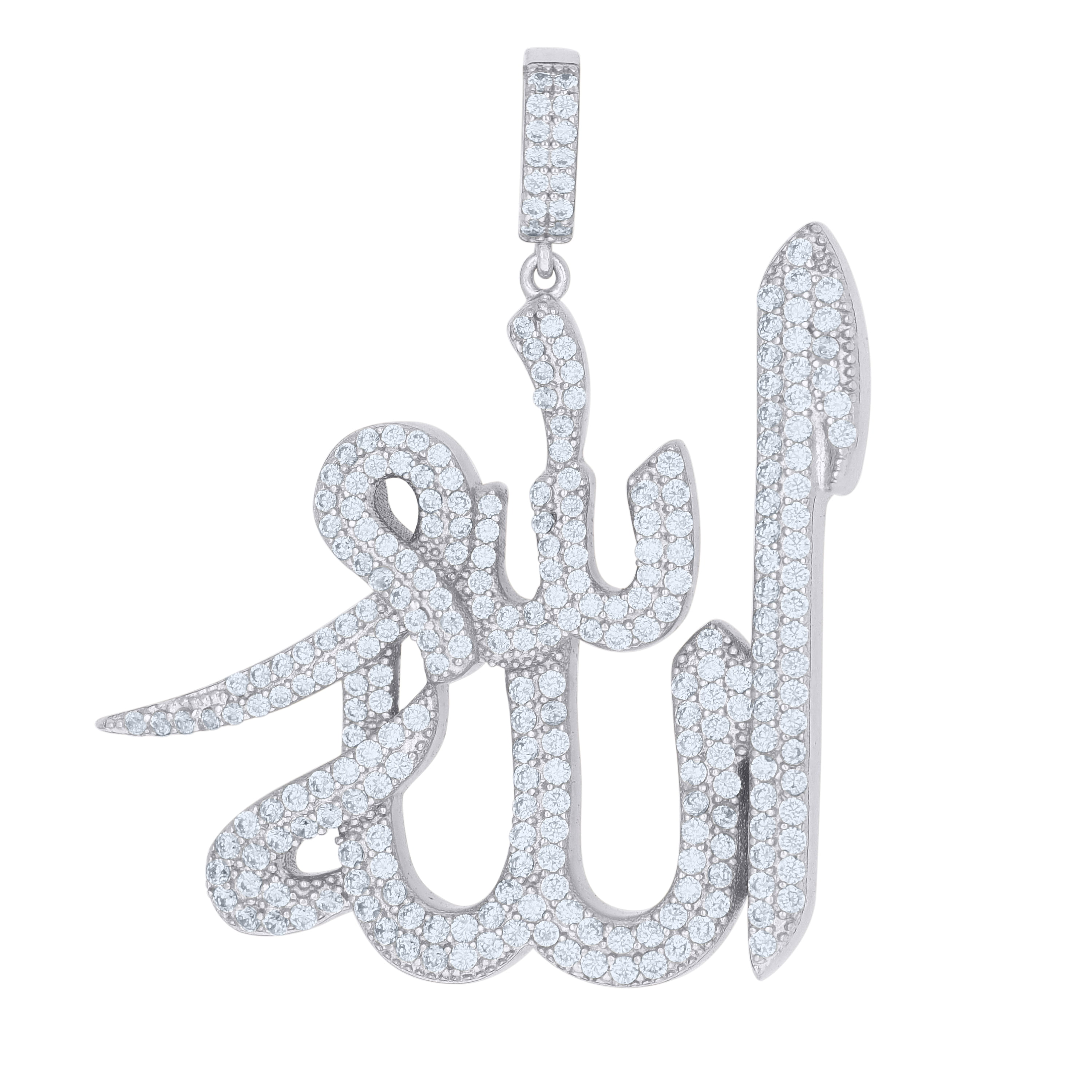 925 Sterling Silver Mens Cubic-Zirconia Allah Symbols Charm Pendant ...