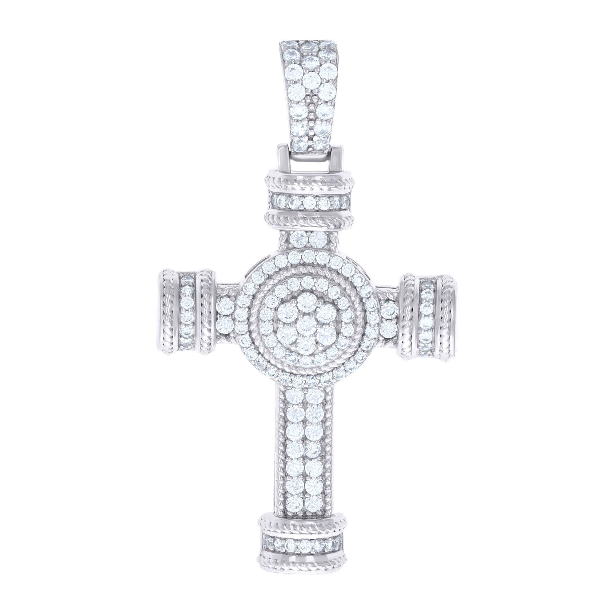925 Sterling Silver Mens Cubic-Zirconia Cross Religious Charm Pendant ...