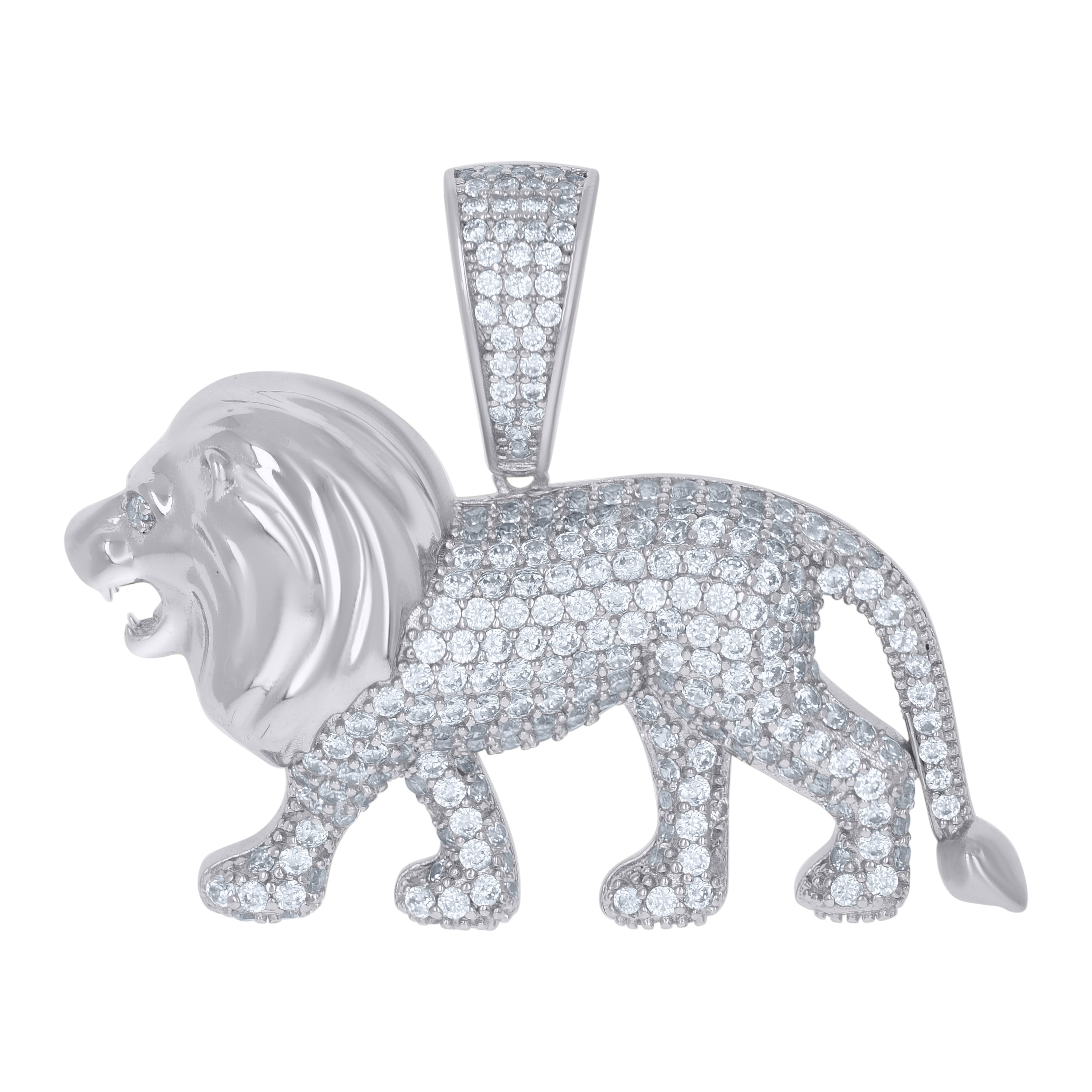 925 Sterling Silver Mens Cubic-Zirconia Leo/Lion Animal Zodiac Sign ...