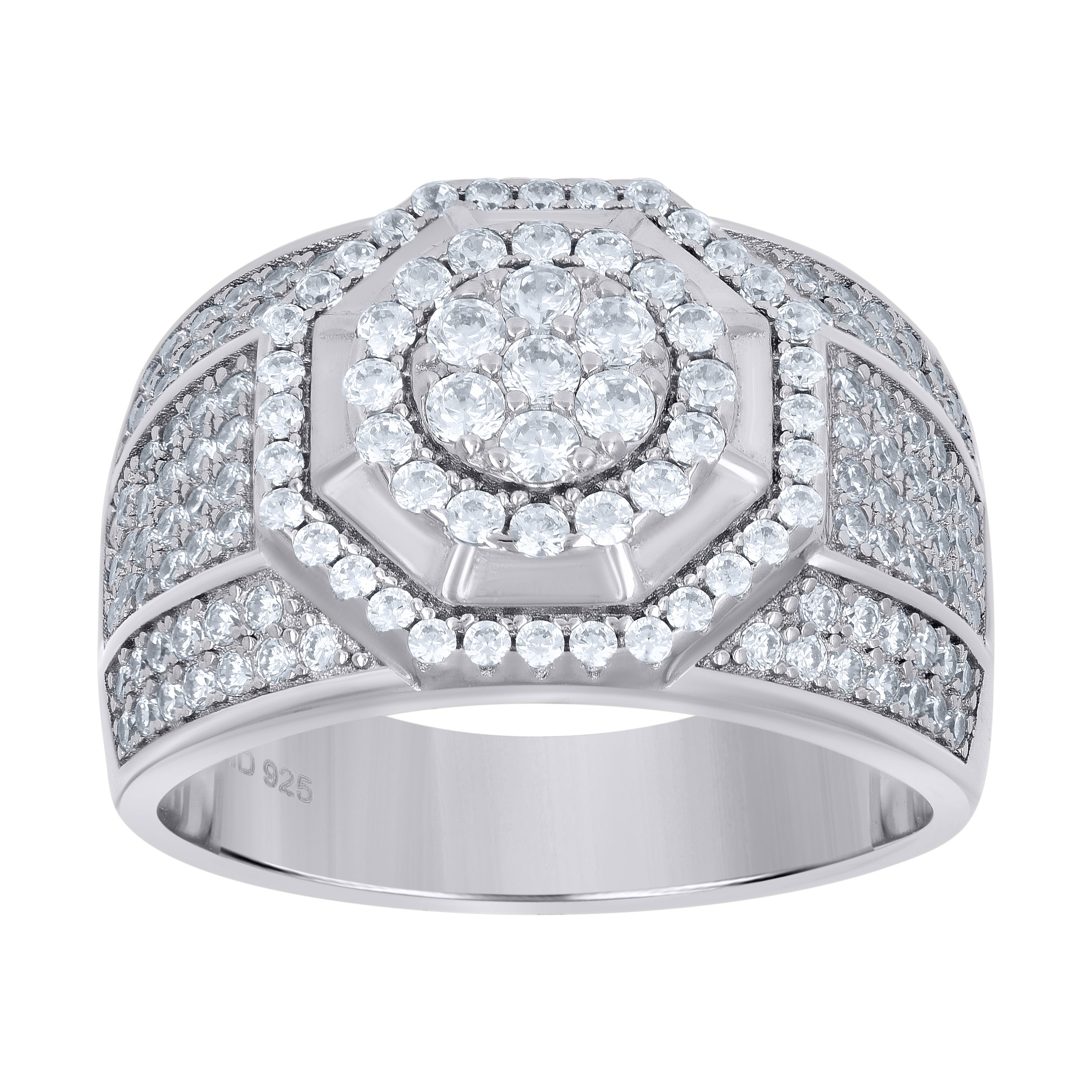 925 Sterling Silver Mens Cubic Zirconia Presidential Ring Size 12 ...
