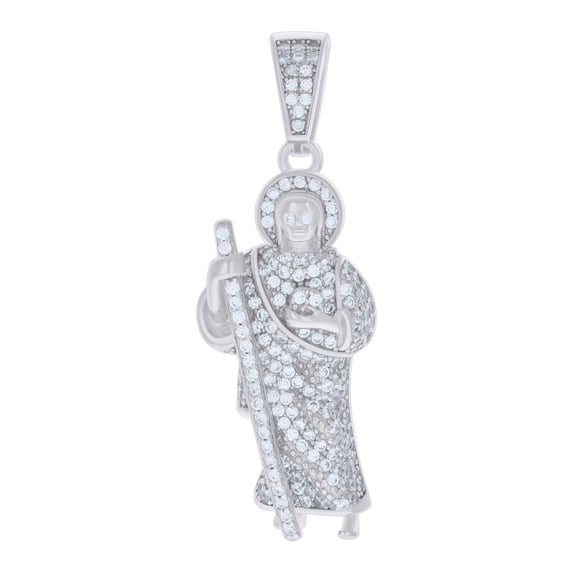 925 Sterling Silver Mens Cubic Zirconia Religious Saint Jude Charm ...