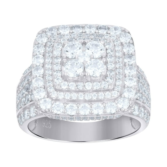 925 Sterling Silver Mens Cubic-Zirconia Square Fashion Ring Size 7 ...