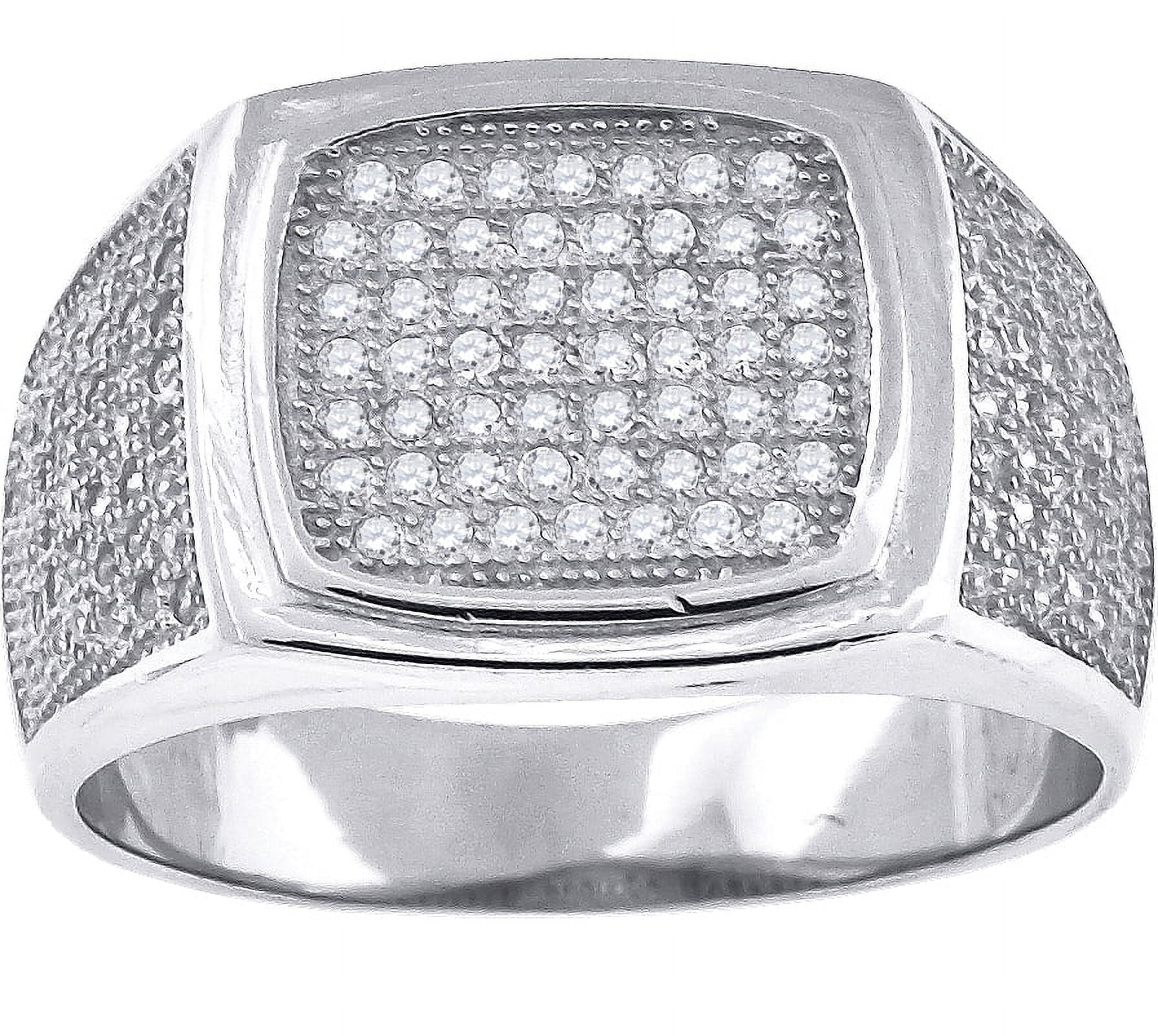 925 Sterling Silver Mens Cubic Zirconia Square Head Presidential Ring ...