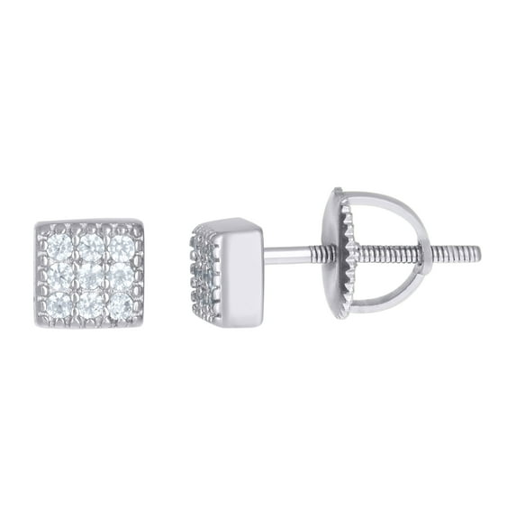925 Sterling Silver Mens Cubic-Zirconia Square Stud Earrings - Walmart.com