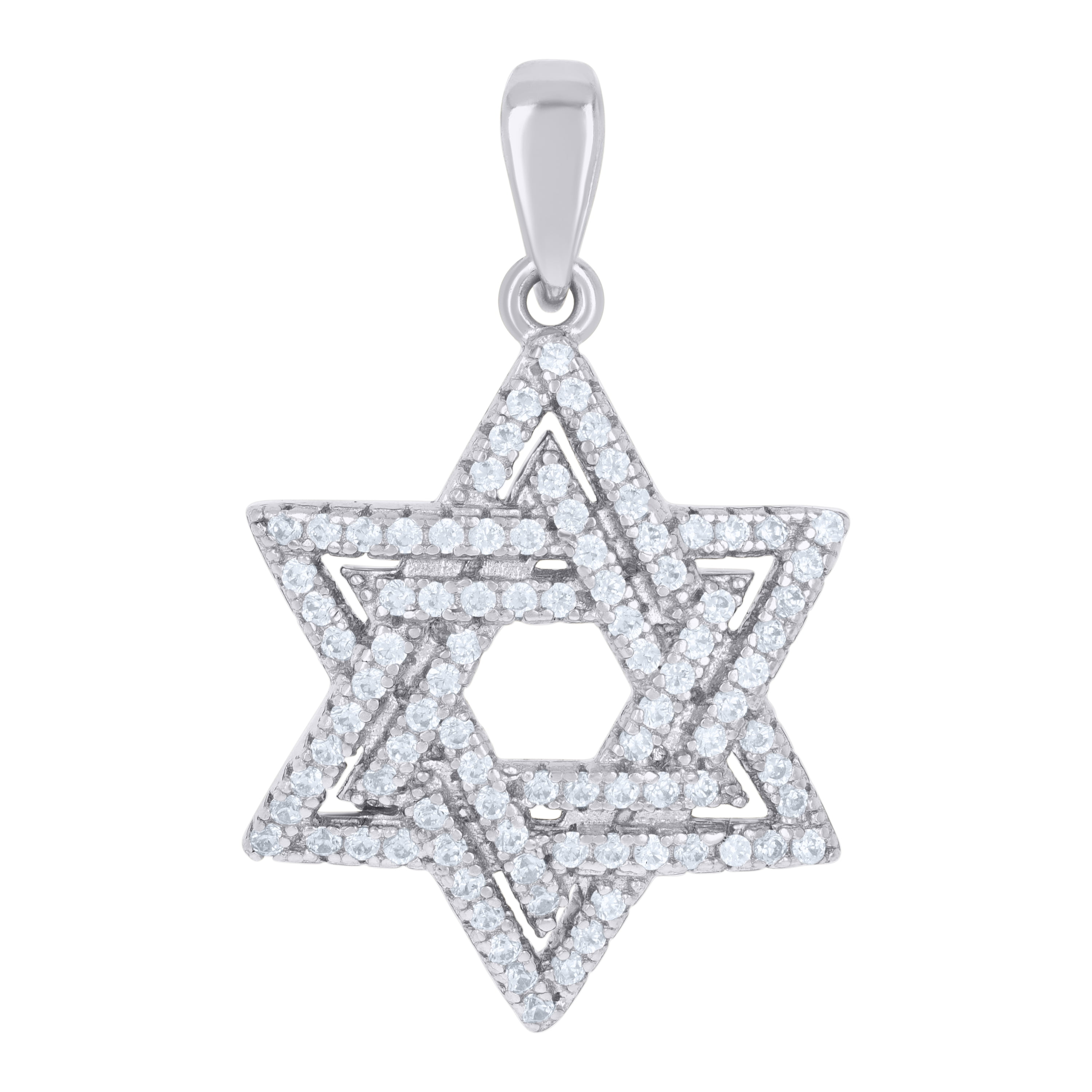 925 Sterling Silver Mens Cubic-Zirconia Star Of David Symbol Religious ...