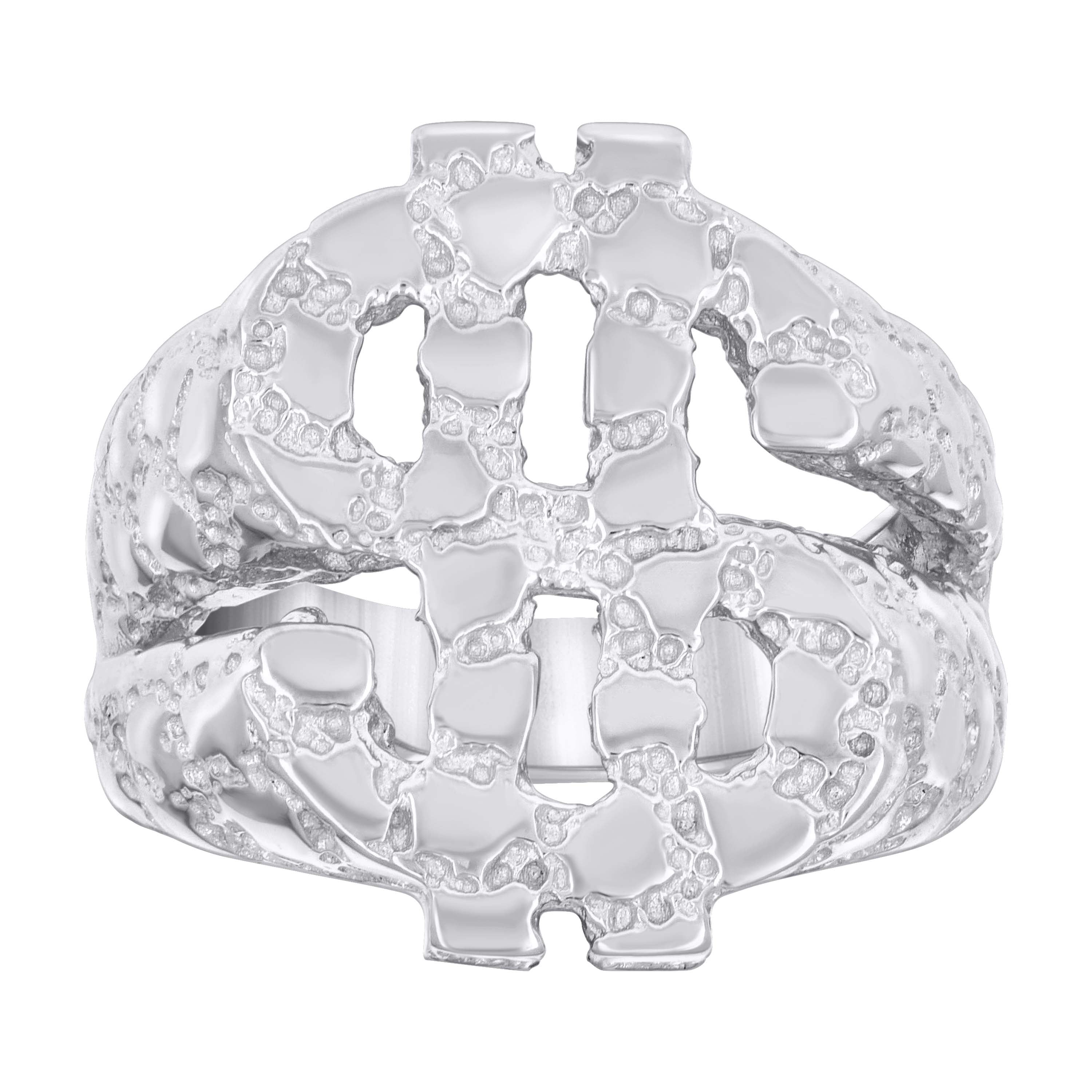 925 Sterling Silver Mens Nugget Dollar Sign Currency Ring Size 10 ...